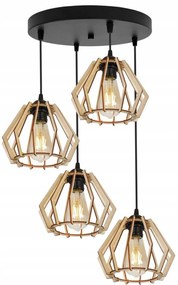 Závěsné svítidlo Timber, 4x dřevěné stínítko,