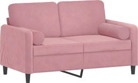 2místná pohovka s polštáři růžová 120 cm samet 3200874