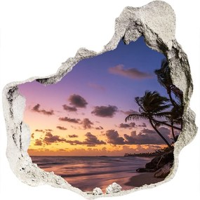 Wallmuralia Nálepka fototapeta 3D výhled Západ slunce na pláži 75x75 cm