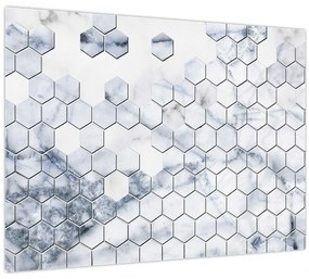 Obraz - Mramorované hexagony (70x50 cm)