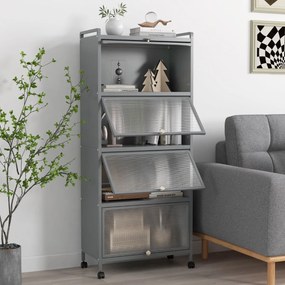 Costway Vysoká kuchyňská skříňka s kolečky a amp; Sklopná dvířka PC Kuchyňská