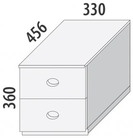 Domestav - DOMINO Skříň zásuvková 2 zásuvky hloubka 456 buk cink, olejovaný