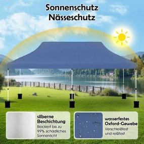 Costway Výsuvný stan s baldachýnem na akce s taškou – 300 × 600 cm, modrý