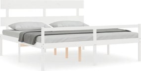 Postel s čelem pro seniory bílý 200x200 cm masivní dřevo 3195372