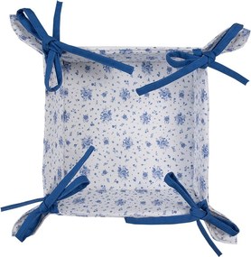 Bavlněný košík s modrými růžičkami Blue Rose Blooming - 35*35*8 cm