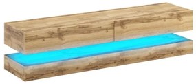 SIGNAL Závěsná skříňka pod TV - COSMO, s LED osvětlením, dub votan