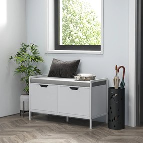 HOMCOM Lavice na boty se sedákem s odnímatelným polstrováním pro 4 páry bot - Lavice do předsíně, chodby, obývacího pokoje 84x35x50 cm Bílá