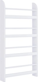 HOMCOM Nástěnná knihovna se 4 policemi - dětská knihovna pro domácí kancelář, nosnost 30 kg, 59x12x113 cm, bílá | Aosom
