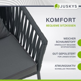 Juskys Zahradní křesla s provazovým výpletem, 2 kusy Barva: světle šedá