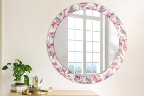 Kulaté dekorativní zrcadlo na zeď Pivoňky květin fi 80 cm