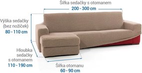 Super strečové potahy NIAGARA oříšková sedačka s otomanem vlevo (š. 200 - 300 cm)