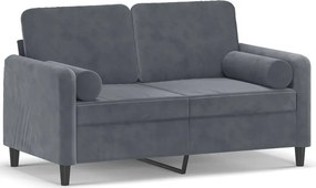 2místná pohovka s polštáři tmavě šedá 120 cm samet 3200872