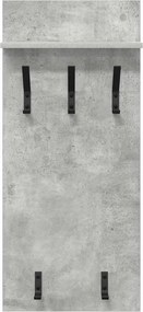 věšák, nástěnný, 1 prkno, polička, háčky, kompozitní dřevo, 90x40x10 cm, beton šedá, Dekorino TK20260010