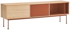 OnaDnes -20% Cihlově červený dubový TV stolek Teulat Yoko 180 x 40 cm