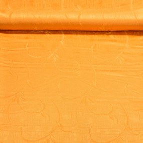 Českomoravská textilní dekorační závěs BADULLA 20, oranžová s květinami, šířka 140cm (látka v metráži)