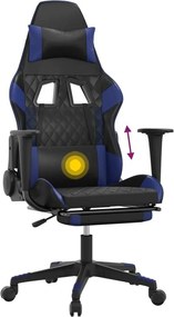 vidaXL Masážní herní židle s podnožkou umělá kůže [345522] Barva: Černo-zelená
