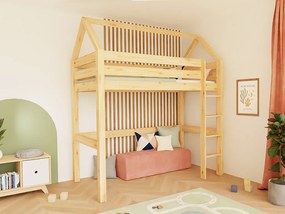 Tartak Meble Domečková zvýšená postel MANASLU se žebříkem 90x200 cm Zvolte barvu: Transparentní lazura