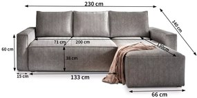 Krémová rohová pohovka SMART COSARO, oboustranná + 2 polštářky ZDARMA
