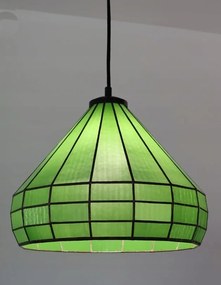 Závěsná vitrážová lampa ArtDec F3 Ø30 zeleň