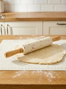 Sinsay - Silikonový váleček na těsto s dřevěnými držadly - bílá