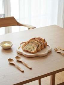 Sinsay - Dřevěný servírovací podnos ve tvaru květiny - béžová