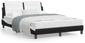 Rám postele s čelem černý a bílý 140 x 200 cm umělá kůže,  3208189