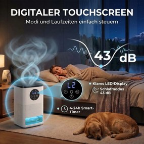 HOMCOM tichý mini odvlhčovač 1,4 l s RGB světlem, bílý