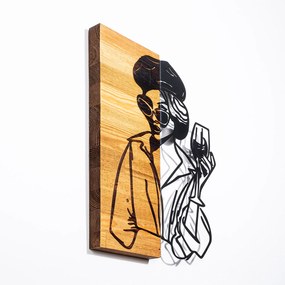 Wallexpert Dekorativní nástěnný dřevěný doplněk Woman 2, Černá, Světlý Ořech