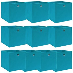 Úložné boxy 10 ks bledě modré 32 x 32 x 32 cm textil - Default Title