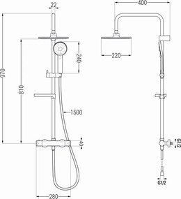 Mexen KX33 sprchový set s termostatickou baterií Kai, Grafitová, 771504091-66