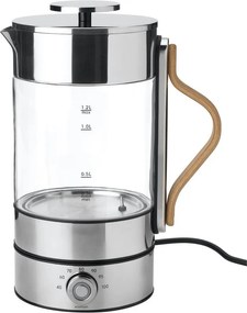 Skleněná rychlovarná konvice ve stříbrné barvě 1,2 l Emma – Stelton