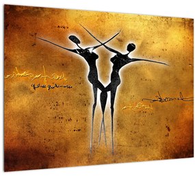 Skleněný obraz malby tanečního páru (70x50 cm)
