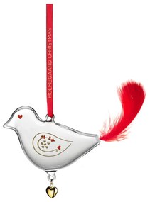 Skleněná ručně foukaná vánoční ozdoba 7 cm Ann-Sofi Romme Annual Christmas Bird 2025 – Holmegaard