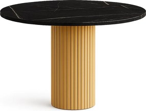 NW Kulatý jídelní stůl NESTORIO 4, 110 cm Barva/ dekor: Černý mramor, Barva nohy stolu: Zlatá