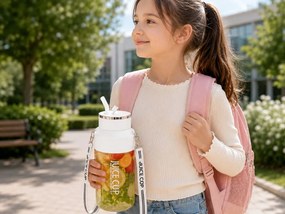 Verk Group Láhev s mixérem usb 1200 ml, hrnek na smoothie, šejker se slámkou a páskem