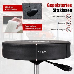 Costway Kulatá dílenská stolička s kolečky 45-58 cm Výškově nastavitelná
