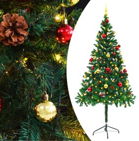 Umělý vánoční stromek s baňkami a LED osvětlením zelený 180 cm,  321500 HangarStore.cz