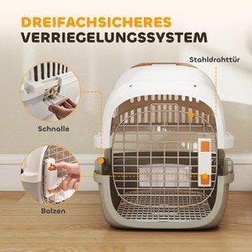 Přepravní box Přepravní box pro kočky Miniaturní psi do 4 kg Přepravní box pro psy s otevírací stříškou Miska na krmivo 49x32x31cm Světle šedý