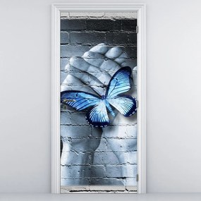 Fototapeta na dveře - Motýl na zdi (95x205cm)