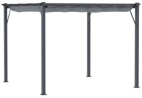Outsunny pergola altán zastřešení terasy s posuvnou střechou, zahrada, hliník, uhlíkově šedá+tmavě šedá, 3x3x2,23m| Aosom