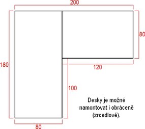 Výškově nastavitelný stůl OfficeTech Angle, 180 x 200 cm, bílá podnož, třešeň