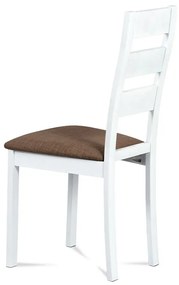 Jídelní židle Betty, masiv buk bílá/látkový hnědý potah