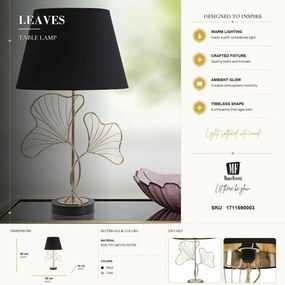 Stolní lampa Leaves 60 cm černo-zlatá