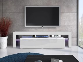 TV stolek Quatro 150 Plus, Barva: bílá / bílý lesk