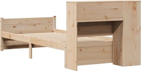 Postel s knihovnou bez matrace 75 x 190 cm masivní borovice 3322447