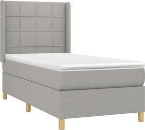 Box spring postel s matrací a LED světle šedá 80x200 cm textil 3138829