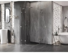 Mexen Lunar, L půlkruhový výklopný sprchový kout 90 x 90 cm, 8mm čiré sklo, ocelový profil, 833L-090L-090P-97-00