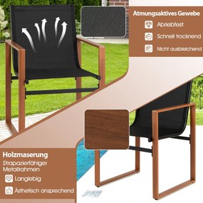 Costway Sada 2 zahradních křesel s prodyšným sedákem a opěradlem – černý