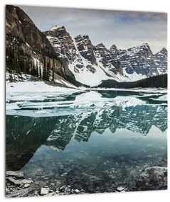 Obraz - jezero v zimě (30x30 cm)