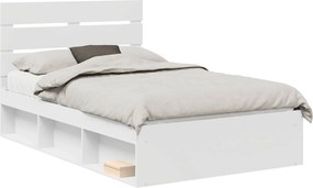 Rám postele s čelo Bílá 120 x 190 cm Masivní borové dřevo 3411768